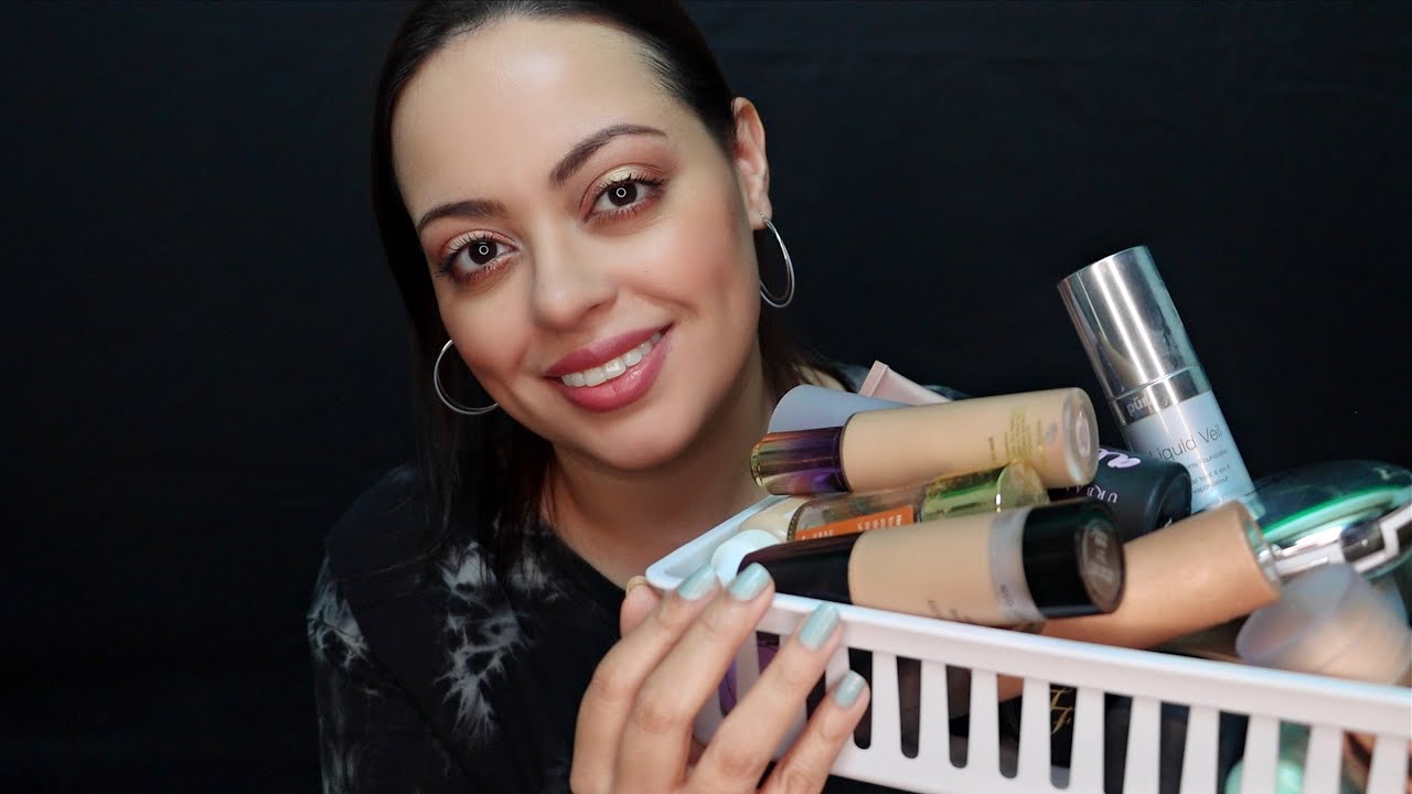 ASMR| Makeup Collection (Foundation & Primers) - Decluttering, Lid ...