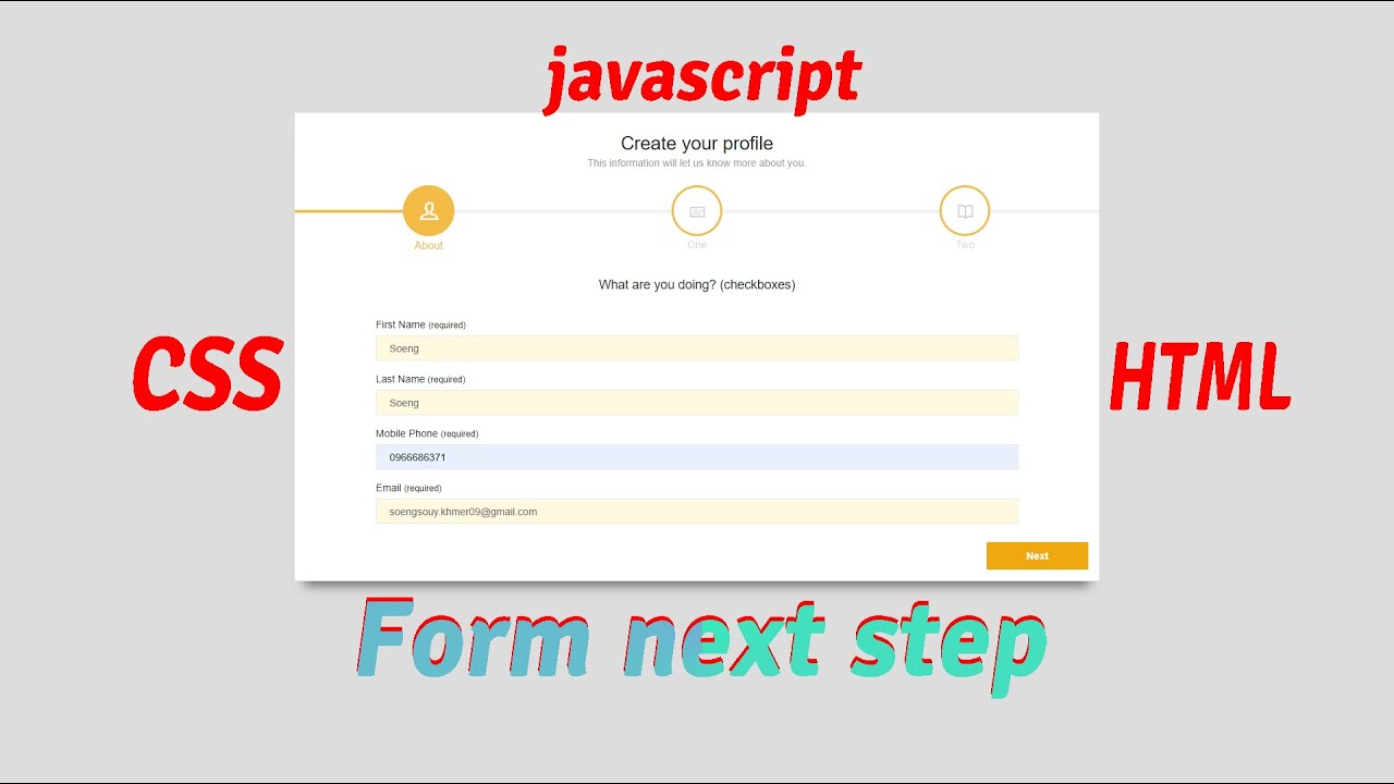 Tab Next Step And Previous Css Java Script Validate Design Youtube 8802