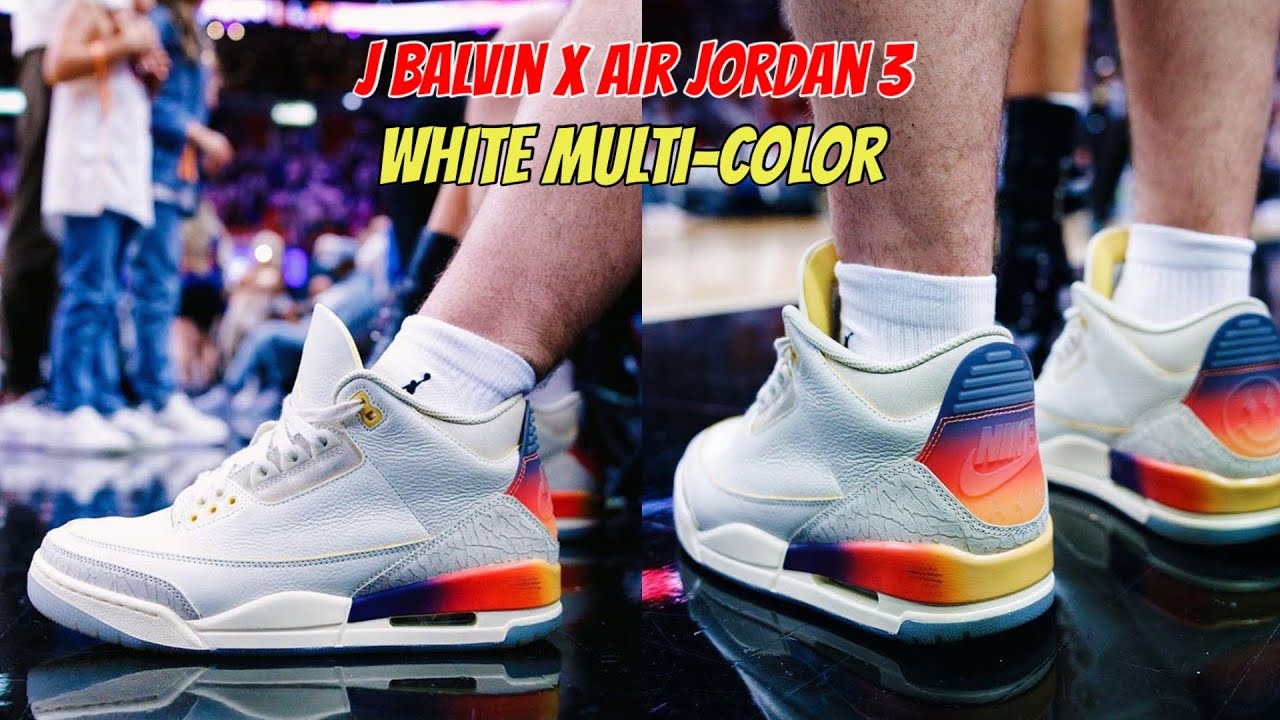 J Balvin x Air Jordan 3 White Multi-color - YouTube