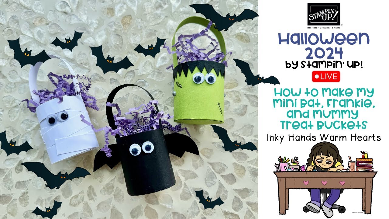 Halloween Mini Baskets Bat Mummy Frankenstein - Playful Ghosts Stampin ...