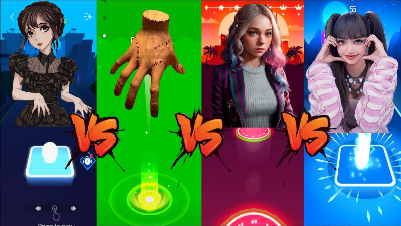 Wednesday Addams vs Thing vs Enid vs Lalisa/Tiles hop - YouTube