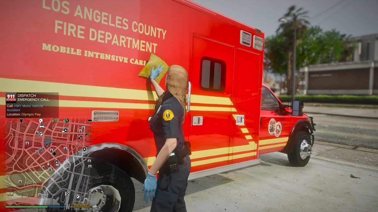 Gta 5 LSFDFR Let's Play As LACoFD Female Paramedic First Responder ...