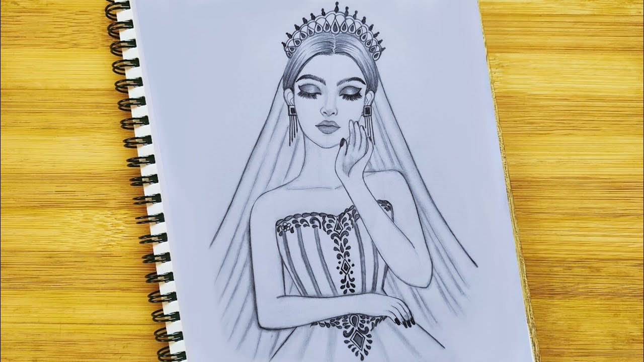 How to Draw a Bride ll Christian Bride Drawing ll Traditional Drawing ...