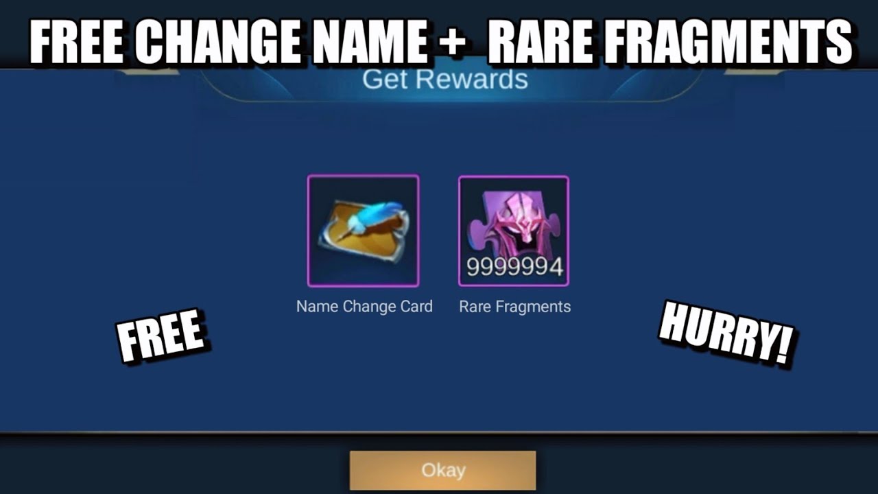 FREE NAME CHANGE CARD + FREE RARE FRAGMENTS | MOBILE LEGENDS - YouTube
