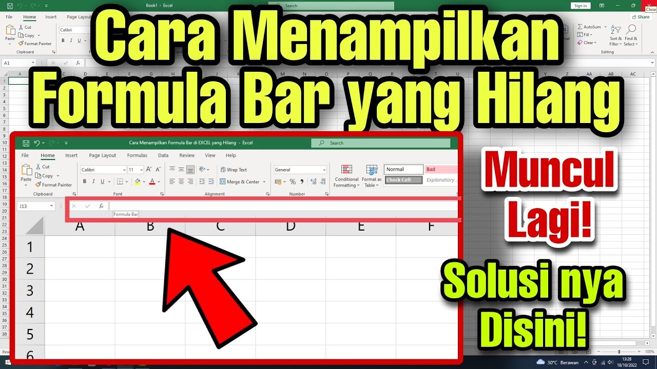 Cara Menampilkan Formula Bar Di Excel Yang Hilang Youtube