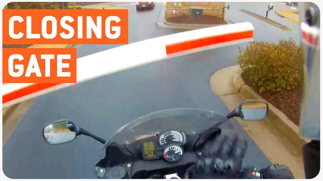 Gate Closes on Motorcyclist | Access Denied - YouTube