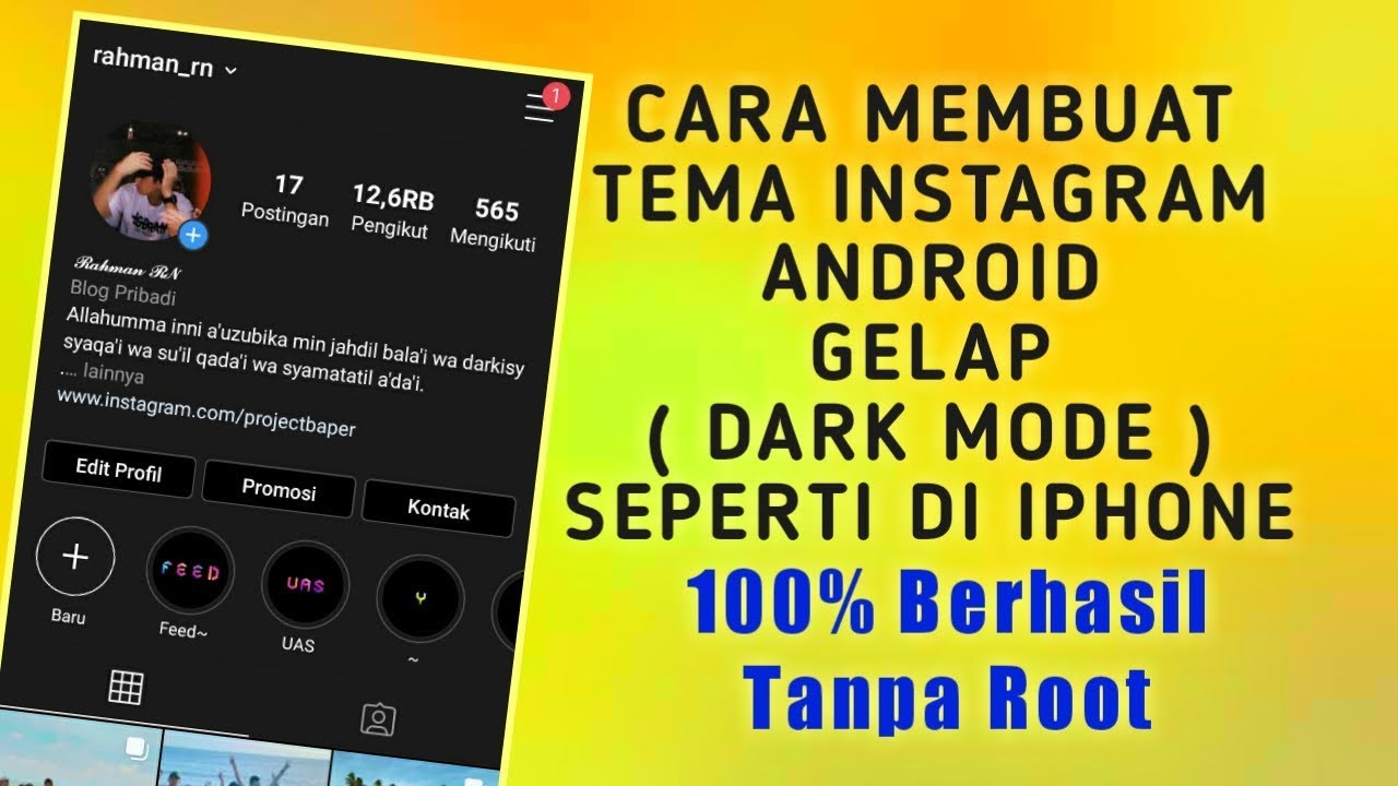 Cara membuat tema Instagram tema Gelap / Hitam | dark mode di android - YouTube
