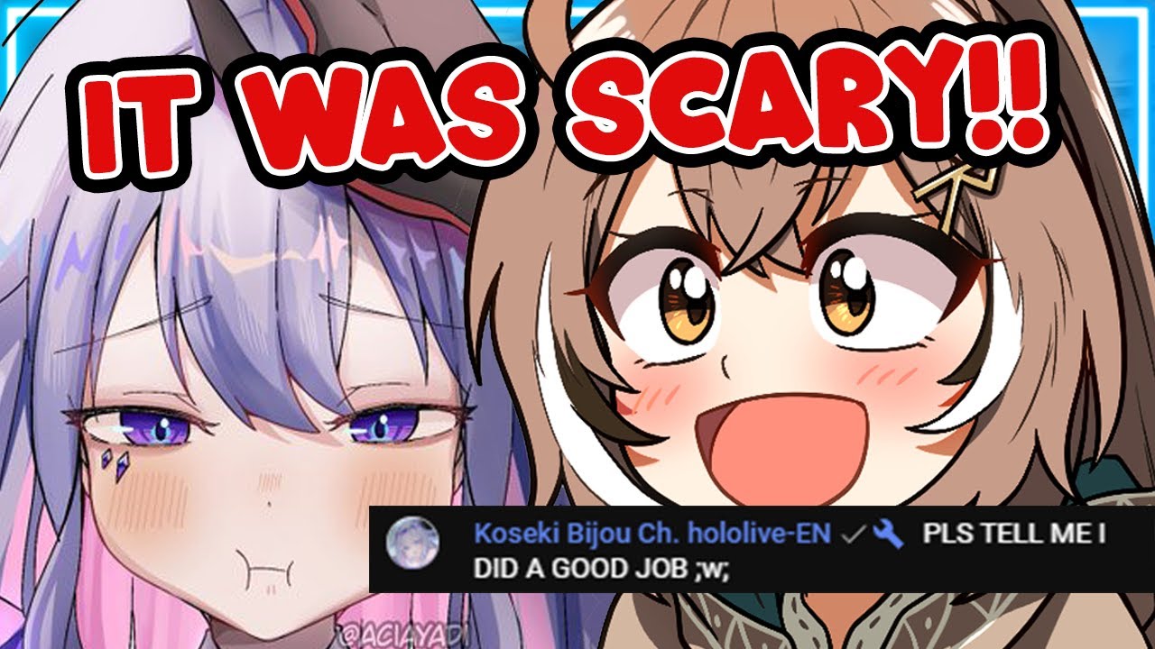 Biboo seeks comfort from Mumei after experiencing a scary game - YouTube