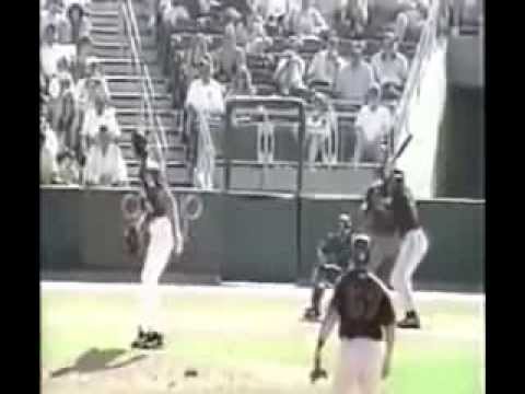 Randy Johnson Hits a Bird - YouTube