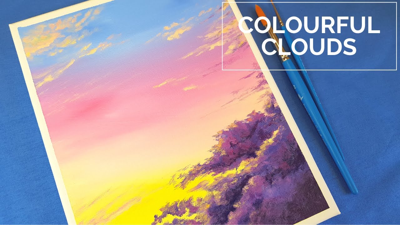 How to paint colorful clouds🎨Easy Simple Acrylic Painting for Beginner🎨 ...
