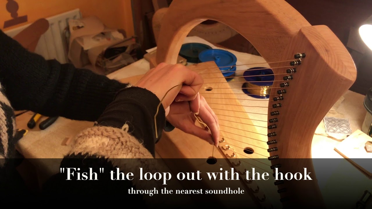 How to change a Cláirseach string - YouTube