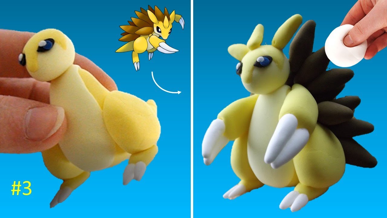 How to make sandslash tutorial - polymer clay pokemon {pokemon clay ...