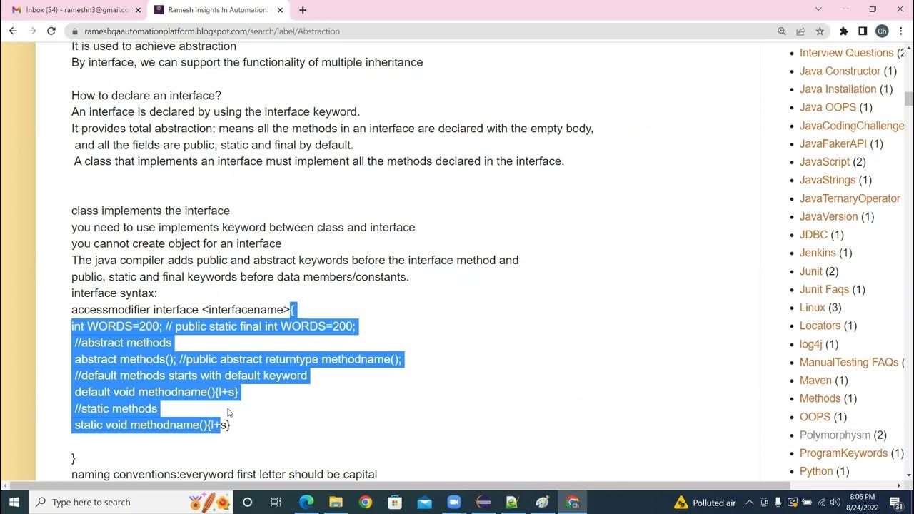 Corejava Oops Interface Theory Part1 Aug20220825 Youtube
