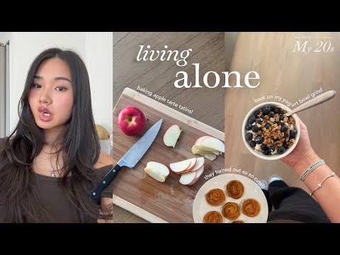 living alone in my 20s! 🍎🧺 | baking apple tartes tatin, cozy days in, homebody vlog...