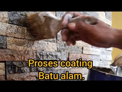 proses coating batu alam - YouTube
