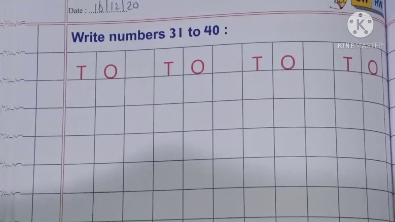 Lkg maths - Write number 31 to 40. - YouTube