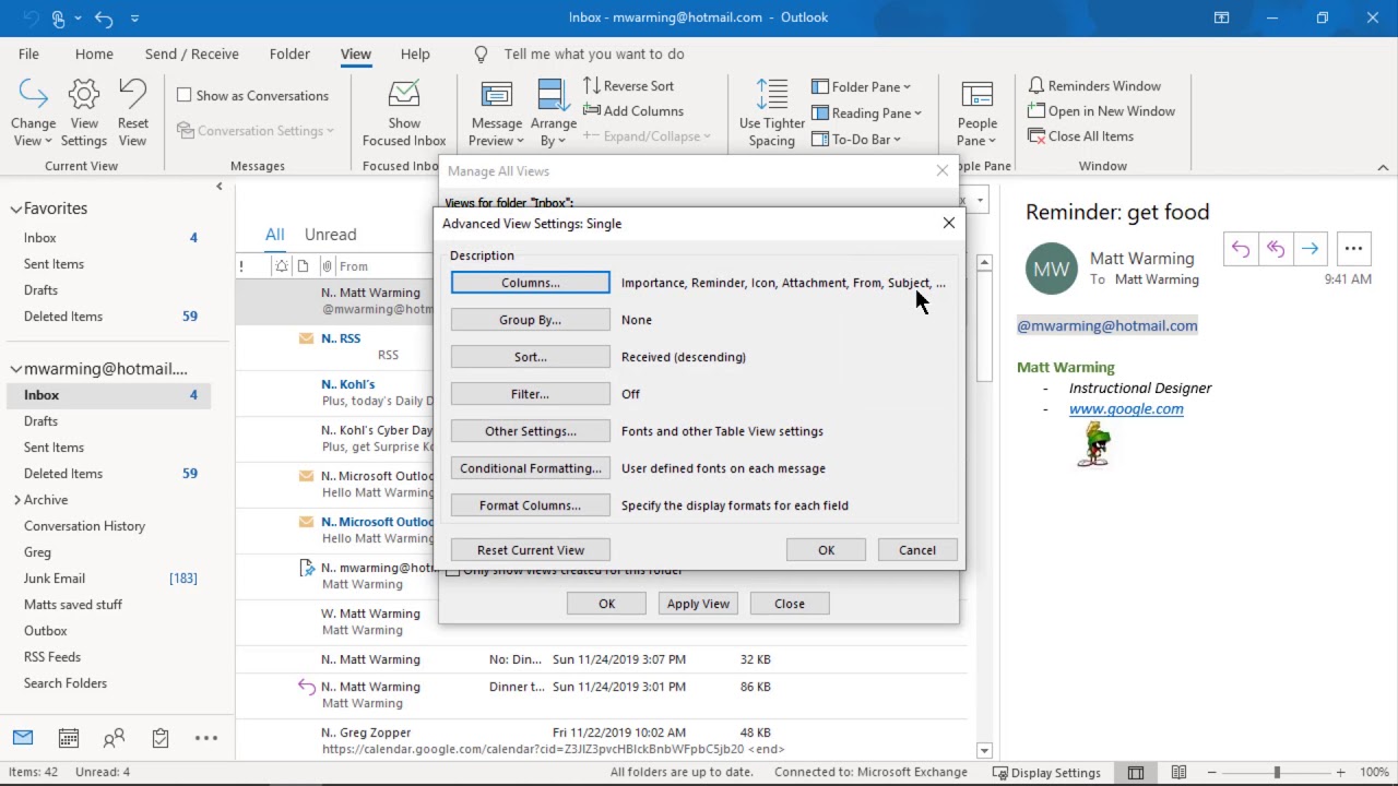 Outlook 365 201 View 2 - YouTube