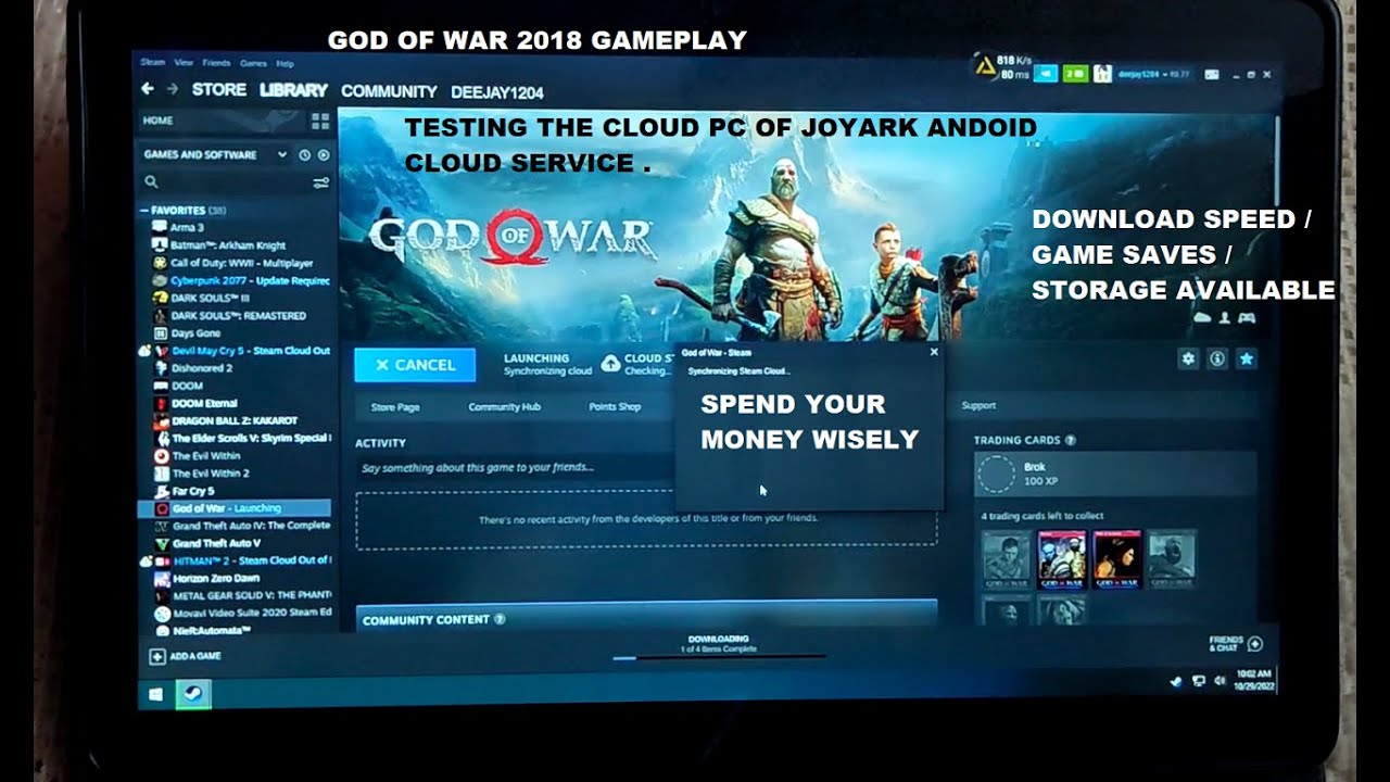 Testing the Cloud PC of Joyark Android Cloud Service | God of War 2018 ...