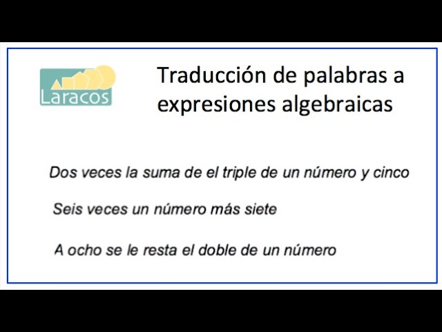Traducir Palabras A Expresiones Algebraicas Ecuaciones Lineales I
