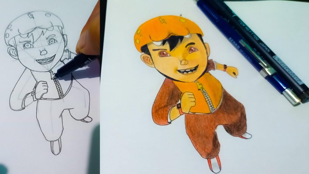 Aku Menggambar BoBoiBoy | How To Draw BoBoiBoy | Menggambar & Mewarnai ...