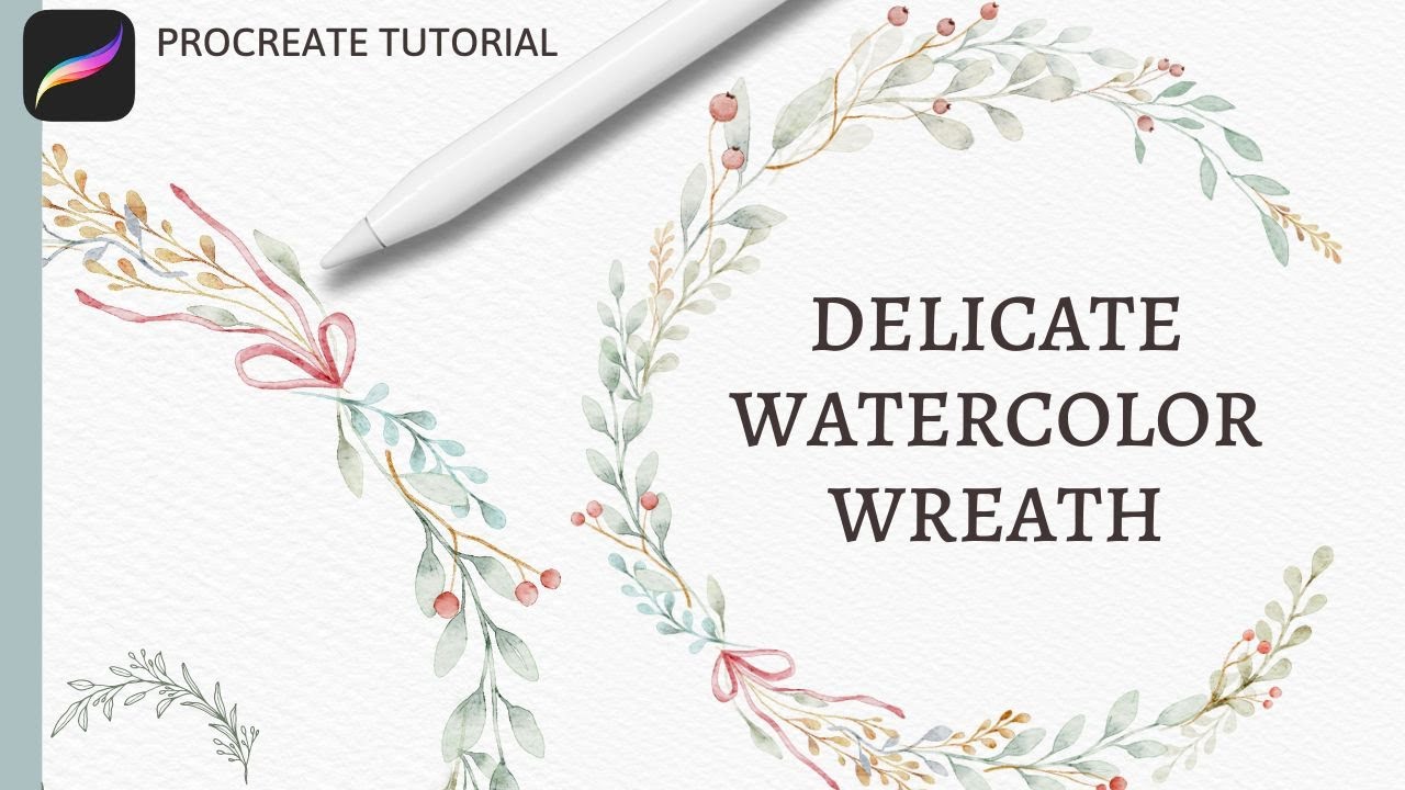 How to Paint a Watercolor Christmas Wreath in Procreate | Realistic ...