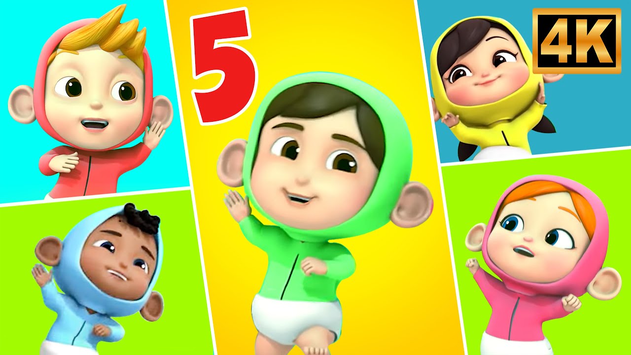 Five Little Babies Jumping on the Bed Song and More Nursery Rhymes for ...