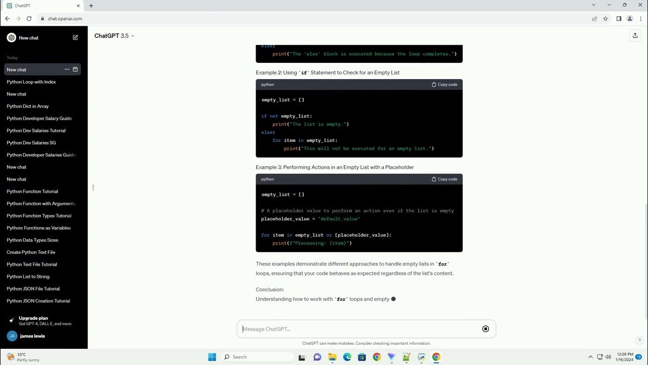 python for loop empty list - YouTube