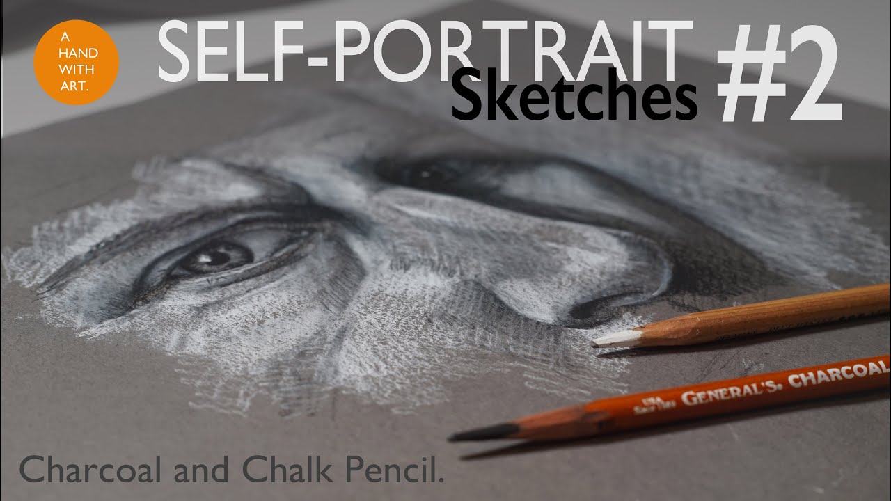 SELF-PORTRAIT Sketches #2 Charcoal and Chalk Pencil on Grey Card - YouTube