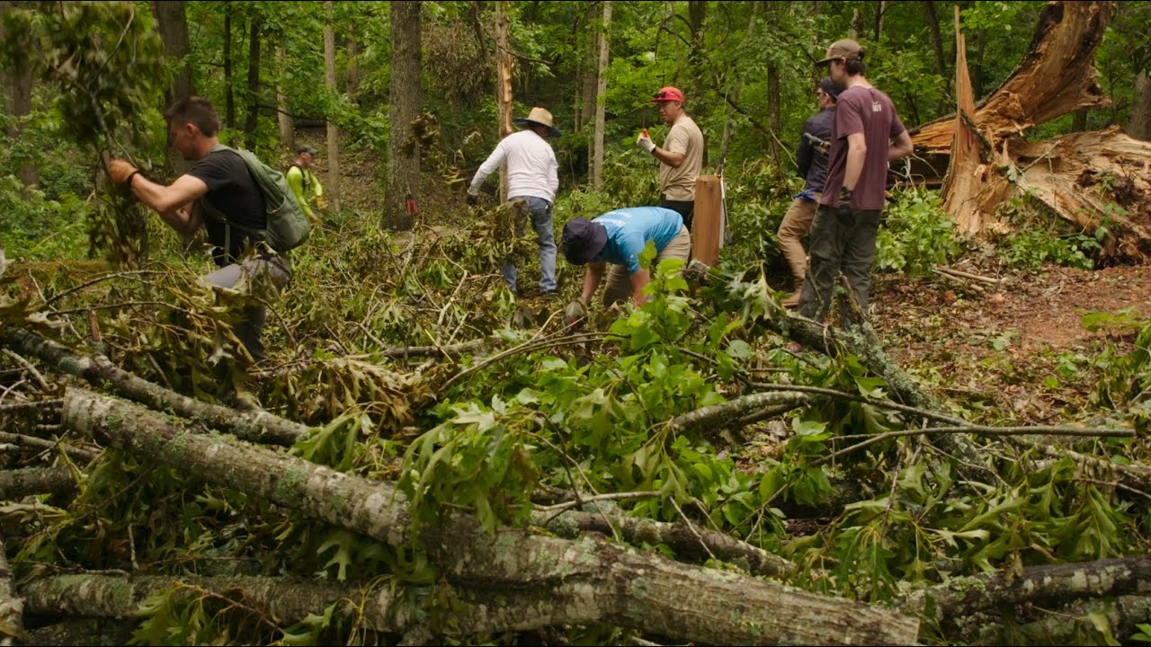Bentonville Storm Community Trail Clean Up - YouTube