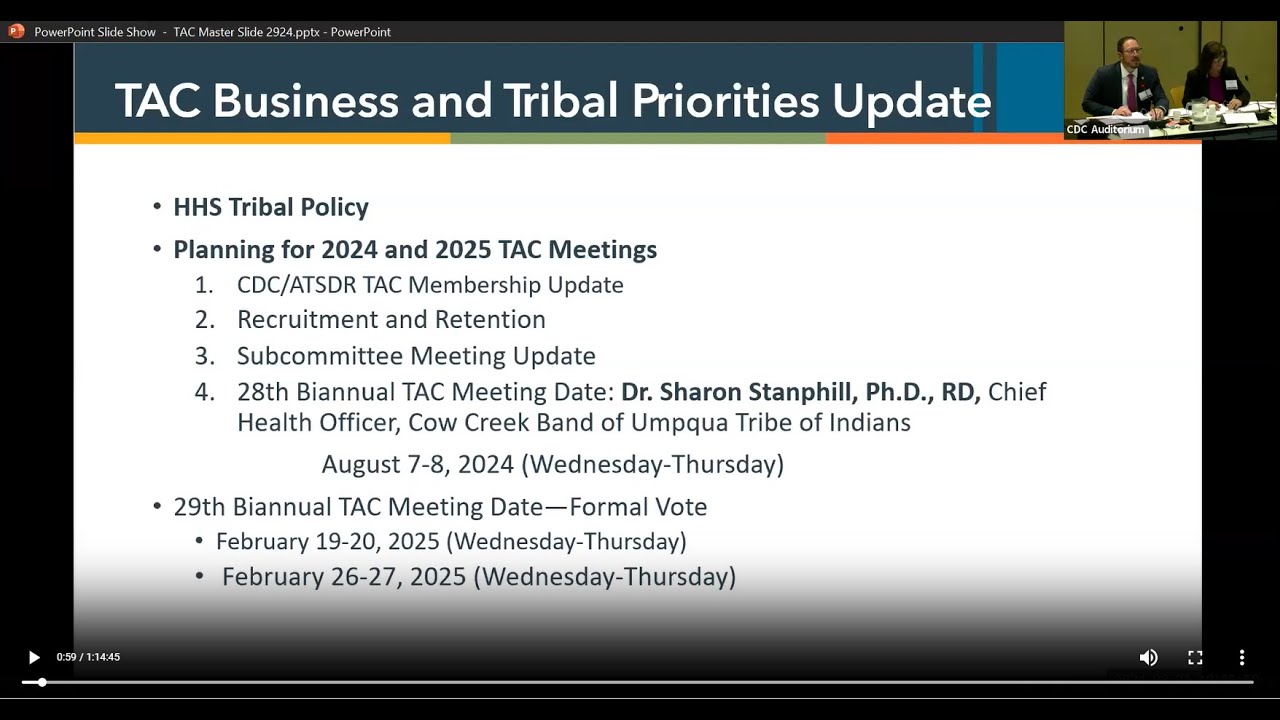 27th Bi-Annual CDC/ATSDR Tribal Advisory Committee Meeting, February 21 ...