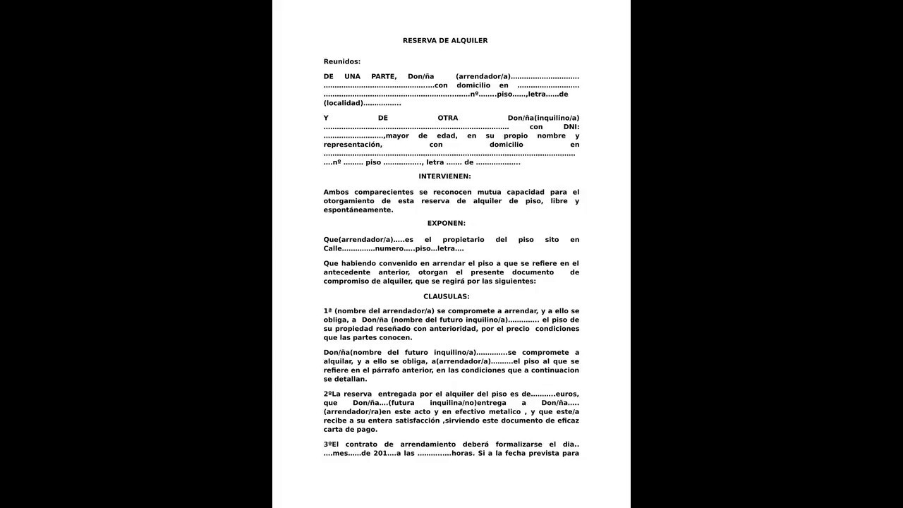 ¿como Hacerdocumento De Reserva De Alquiler De Un Piso Youtube