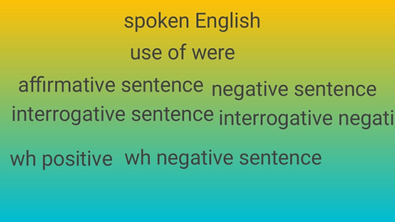 how to use were in different sentence - YouTube