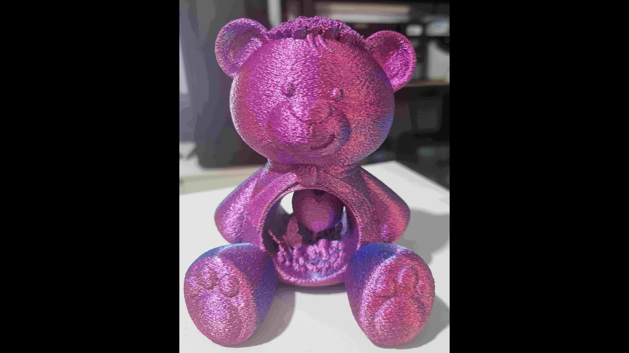 Heart Teddy Bear Fuzzy Skin in ESun PLA Dual Colour Silk Red & Blue on ...