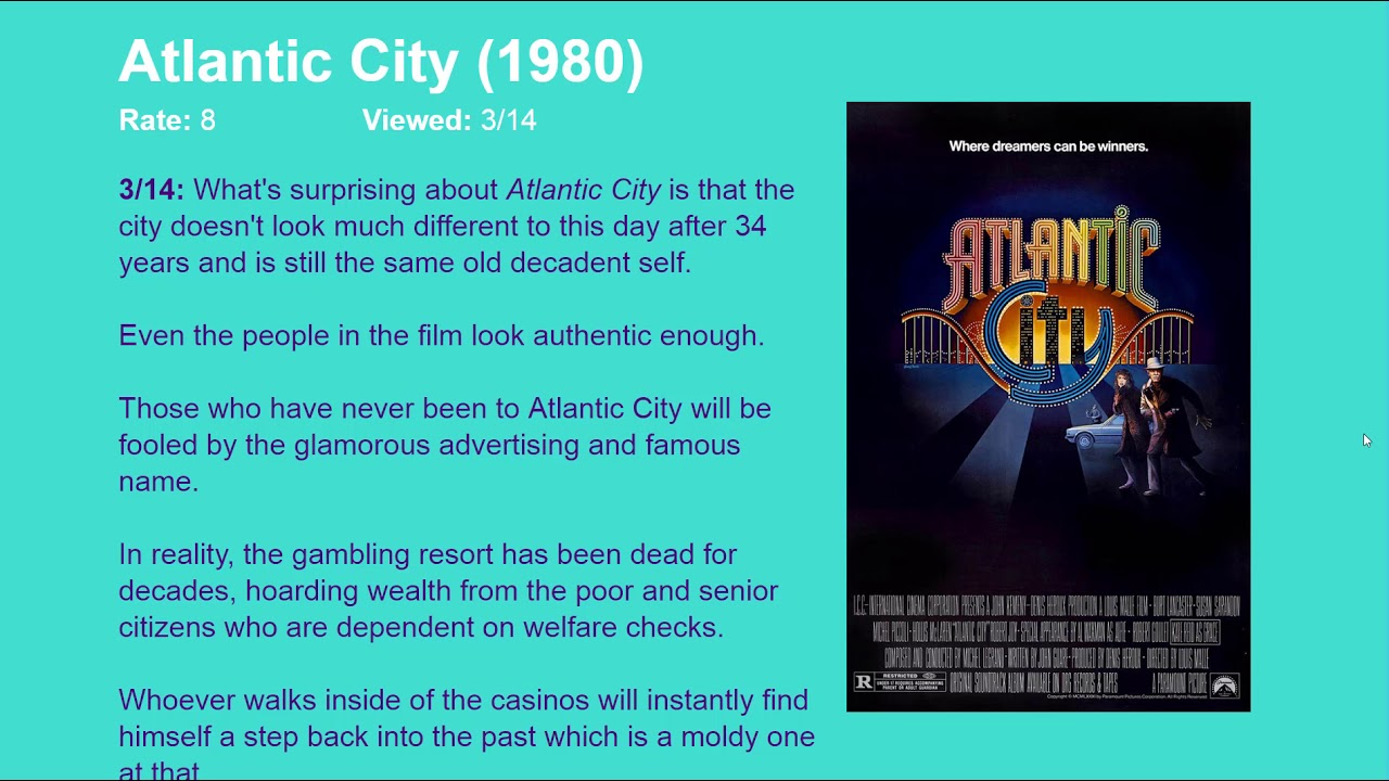 Movie Review: Atlantic City (1980) [HD] - YouTube