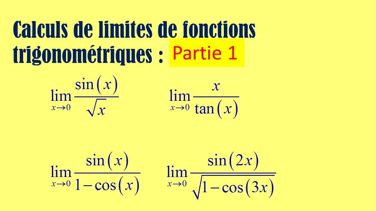 calculs de limites de fonctions trigonométriques : exercice corrigé ...