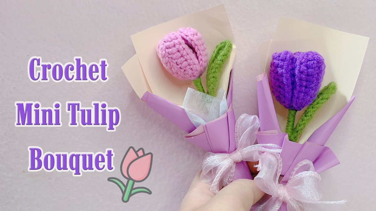 Crochet Mini Tulip Flower🌷 Easy way to make Tulip Bouquet, handmade ...