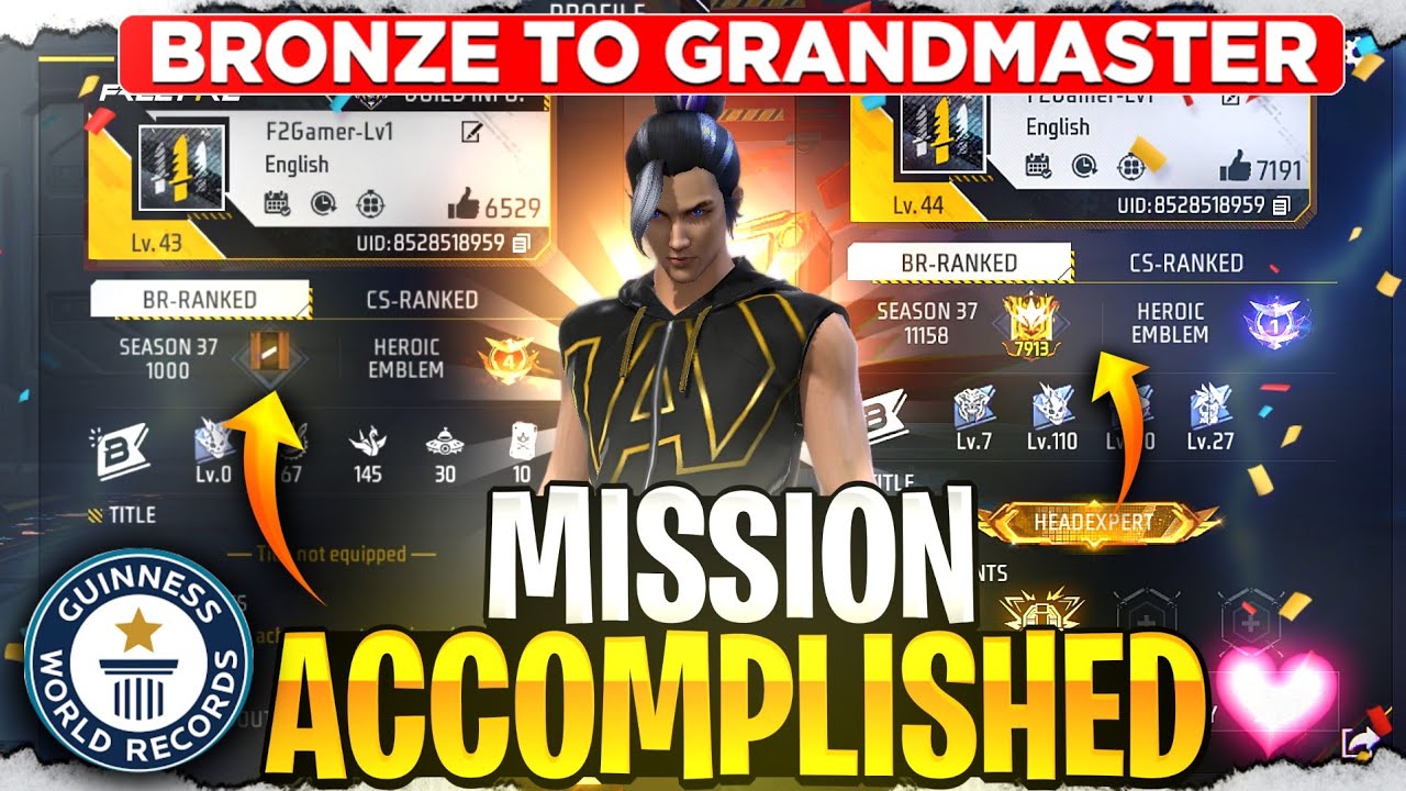 Mission Accomplished 🏆 Bronze To Grandmaster No Gun Skin Challenge🔥 ...