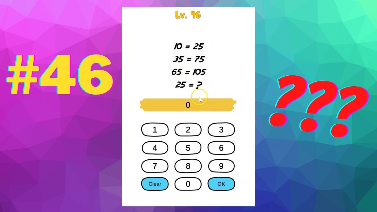 Brain Test | 10=25 35=75 65=10 25=? | Easy Solution | GamoMania - YouTube