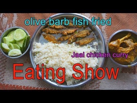 eating show with sound | eating jaal chicken curry and olive barb fish ...
