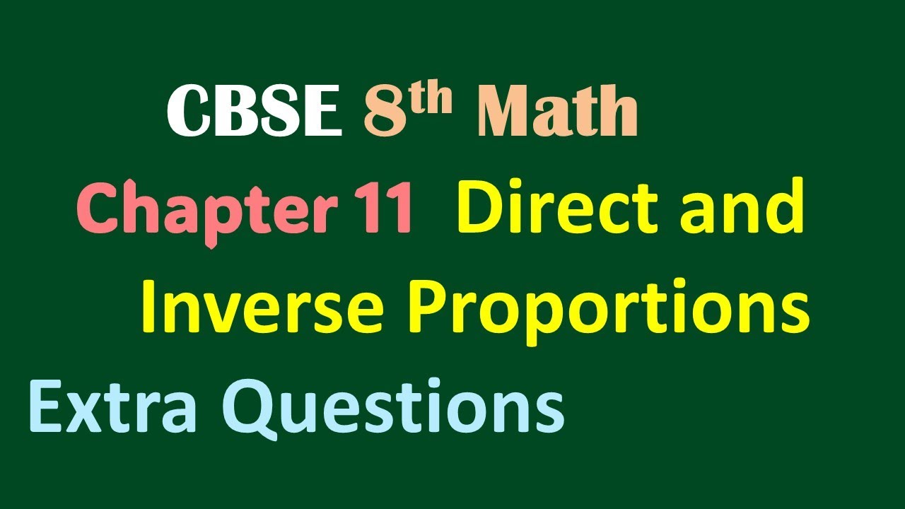8th Math Chapter 11 Direct and Indirect Proportions Extra Questions ...