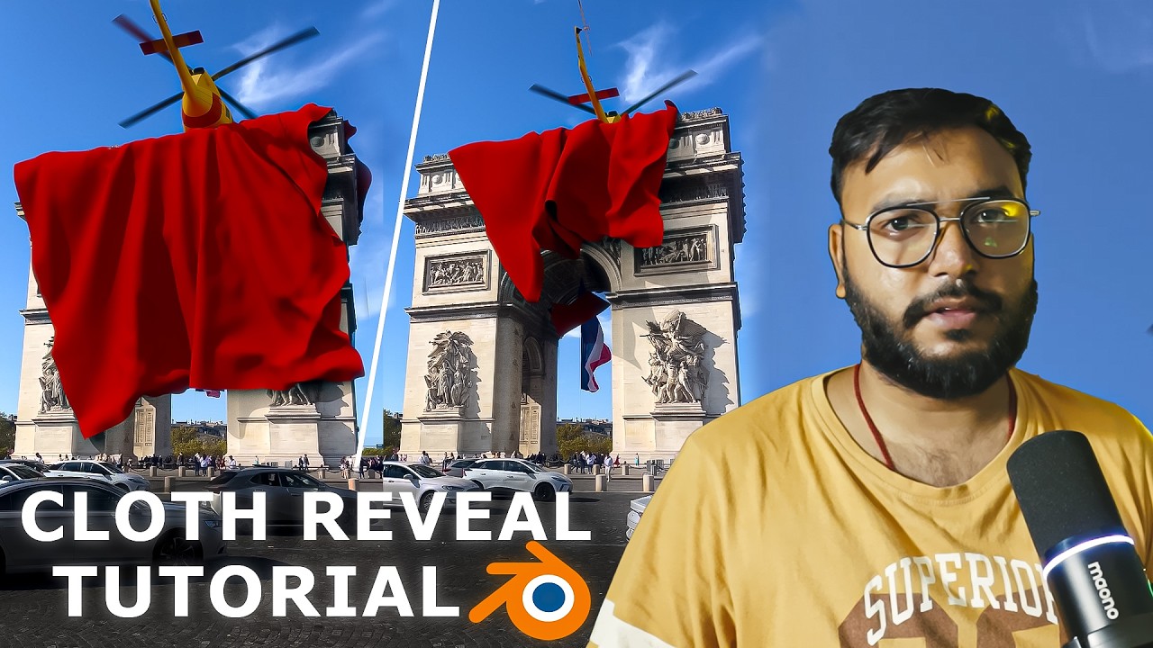 Cloth Reveal VFX on Building by Helicopter BlenderTutorial | CGI Ads ...