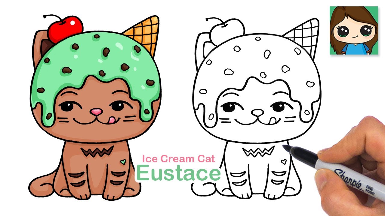 How to Draw Ice Cream Cat Eustace 🍦 Moriah Elizabeth - YouTube