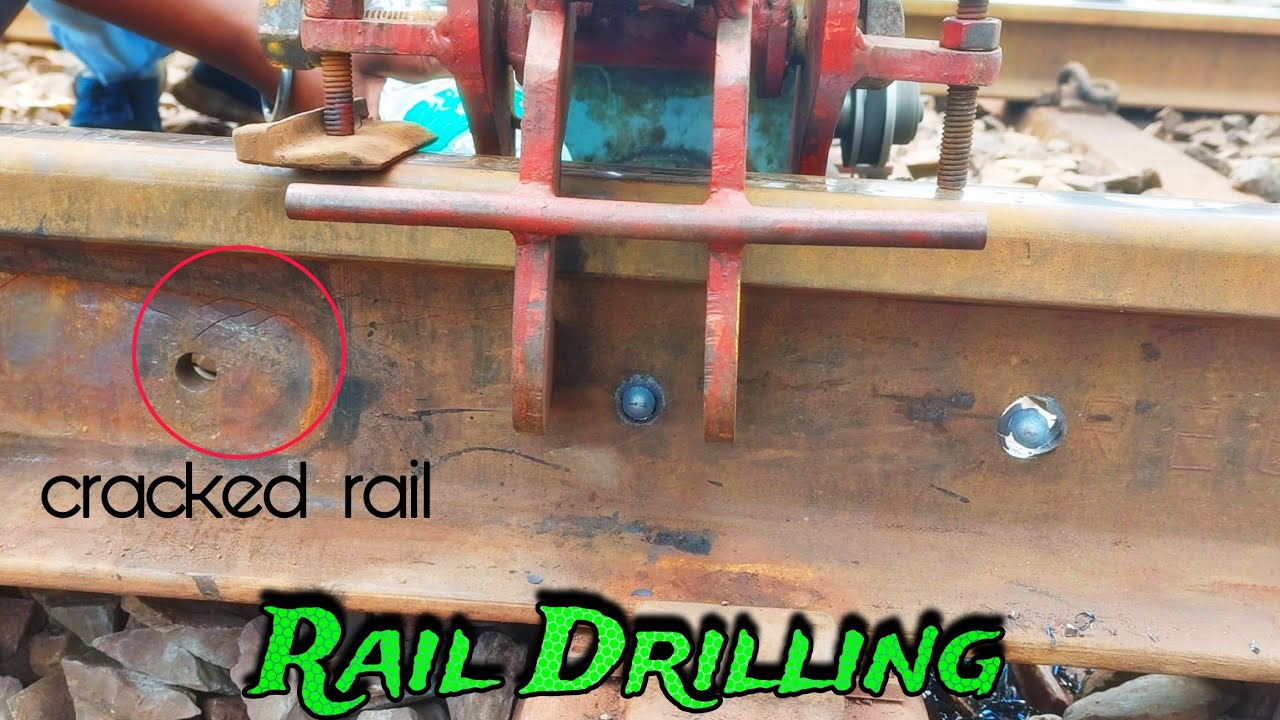 Rail drilling to fasten fish plate to cracked rail ।। - YouTube