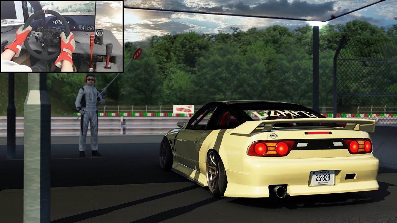 Drifting Adam LZ's Cream S13 on a Simulator - YouTube