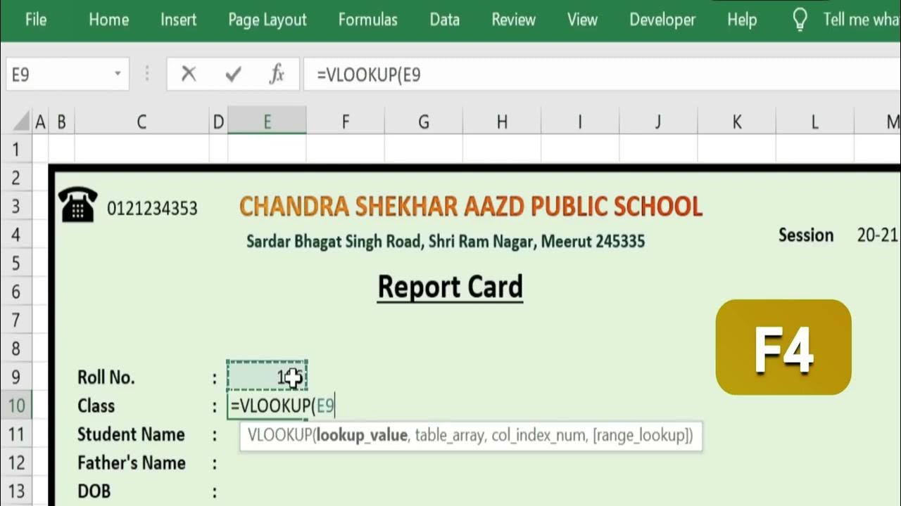 Automatic Student Report Card in Excel | School Report Card #excel - YouTube