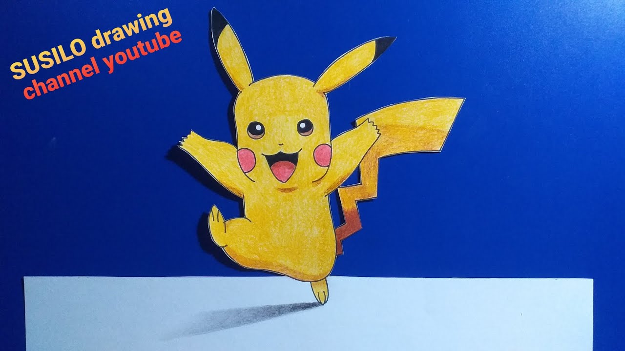 Menggambar POKEMON Dalam Bentuk 3D Untuk Pemula | Menggambar Pikachu ...