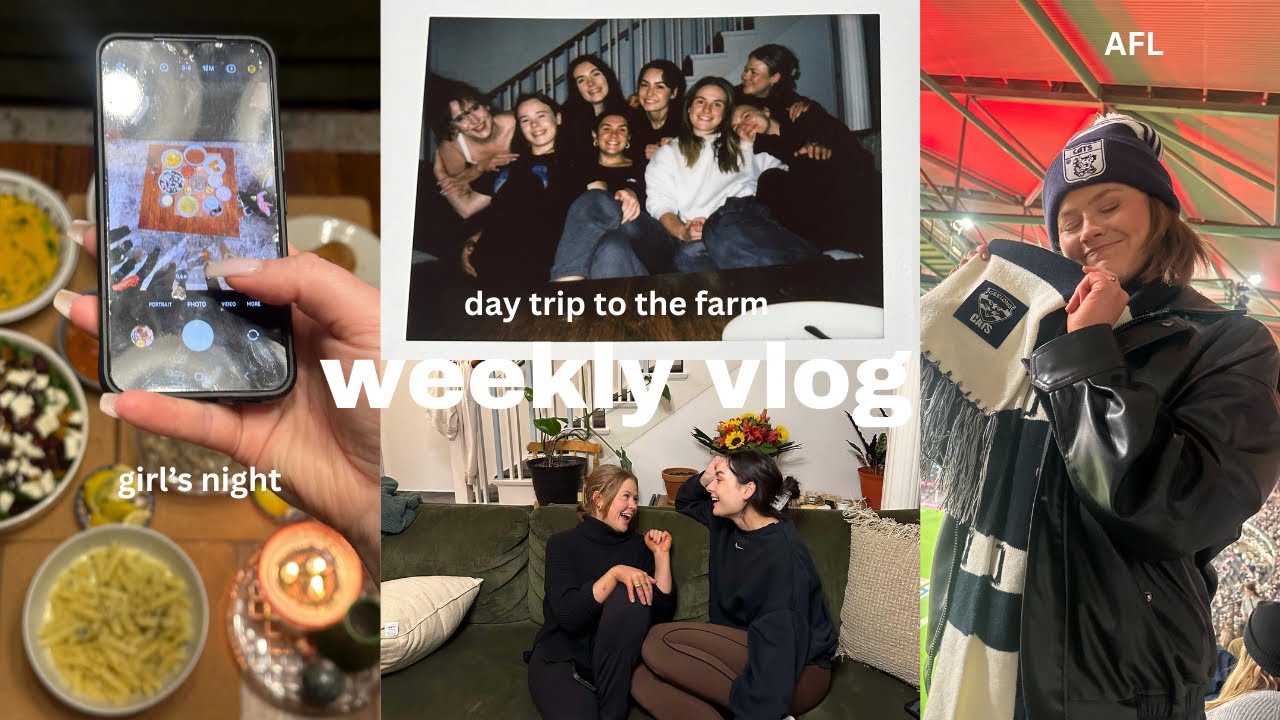 weekend vlog 💌 pasta night with the girls, trip to the farm, AFL games ...