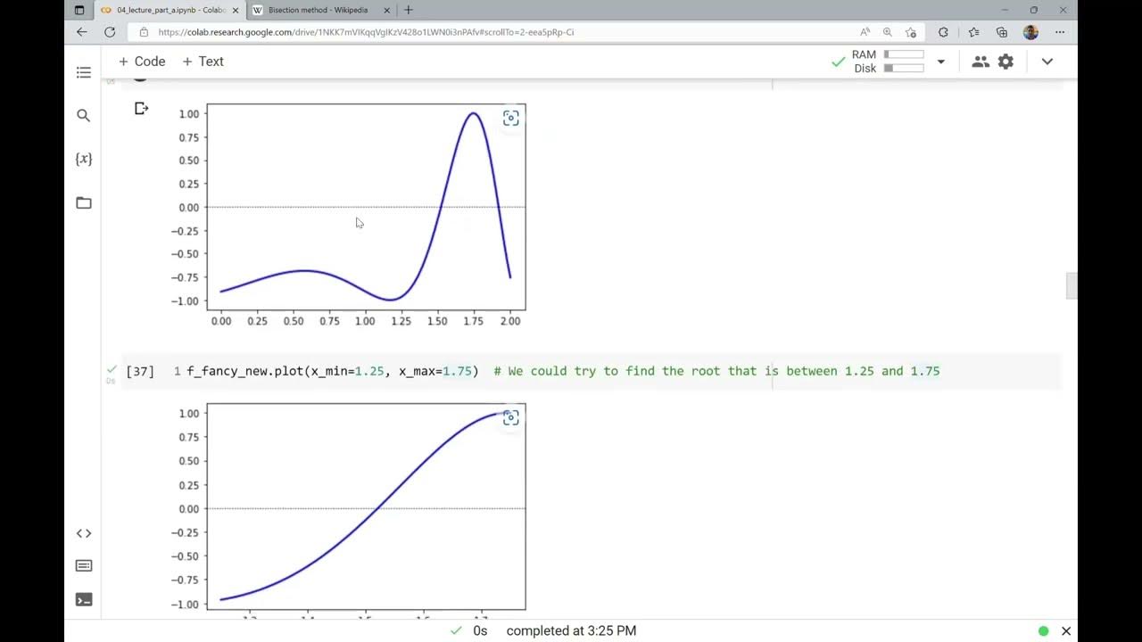 Bisection algorithm, classes of functions, and fancier annotation of ...