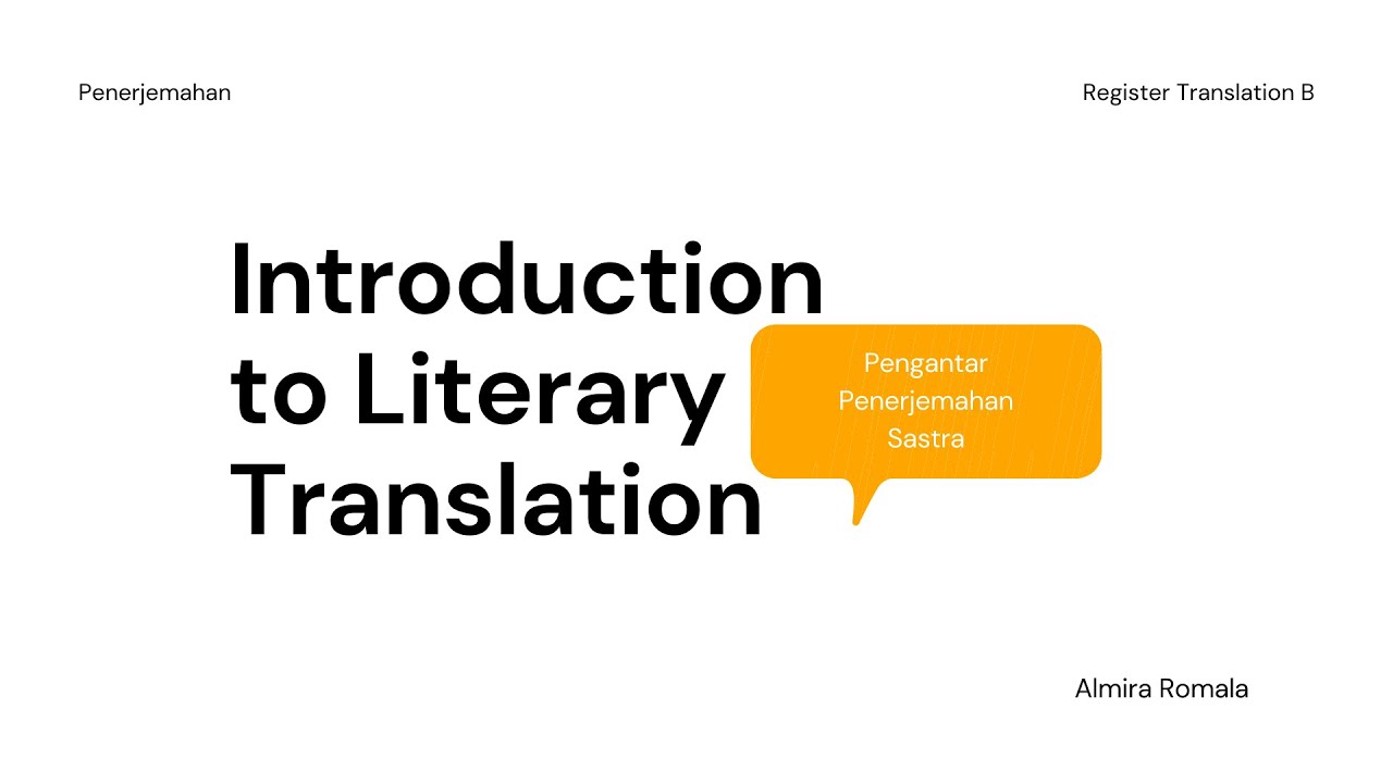 Introduction to Literary Translation (Part I) - YouTube
