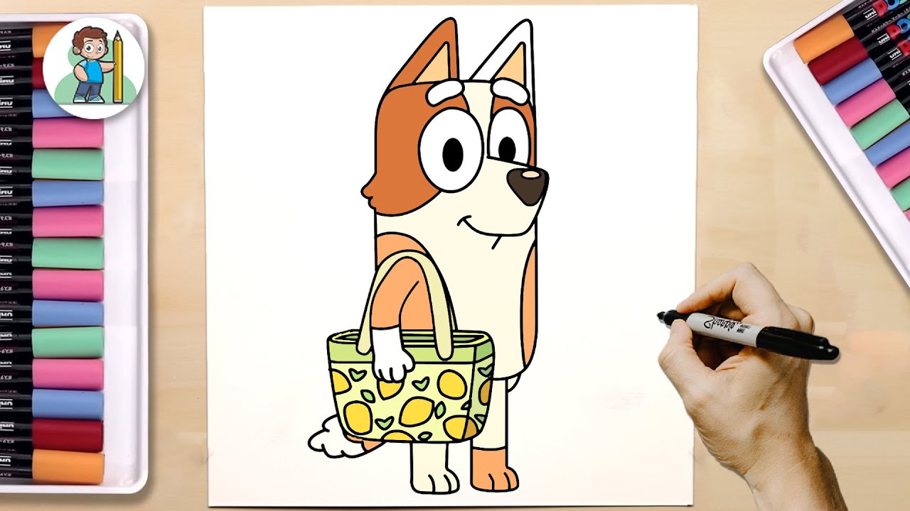 How to Draw Aunty Brandy From Bluey: Step-by-Step Easy Drawing Tutorial ...